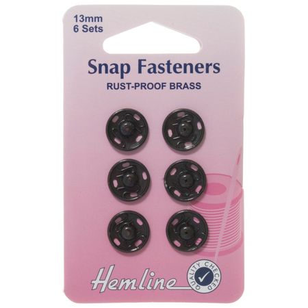 Hemline Sew On Snap Fasteners (Black) - 13mm only £1.10
