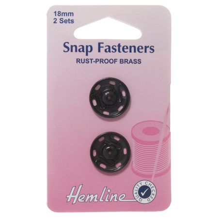 Hemline Sew On Snap Fasteners (Black) - 18mm only £1.14