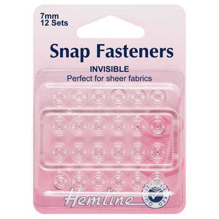 Hemline Sew On Snap Fasteners (Clear/Invisible) - 7mm only £0.79