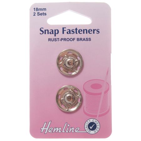Hemline Sew On Snap Fasteners (Nickel) - 18mm only £0.60