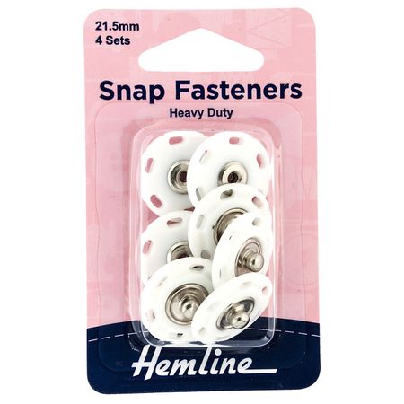 Hemline Sew On Plastic Snap Fasteners (21.5mm) - White only £1.91