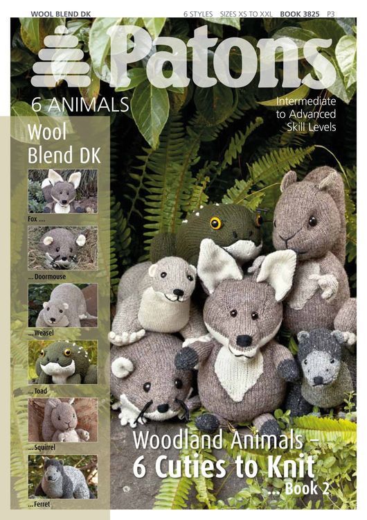 Patons Wool Blend DK Pattern Book 3825 - Cute Animals only £3.00