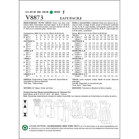 Vogue pattern V8873 from £14.75